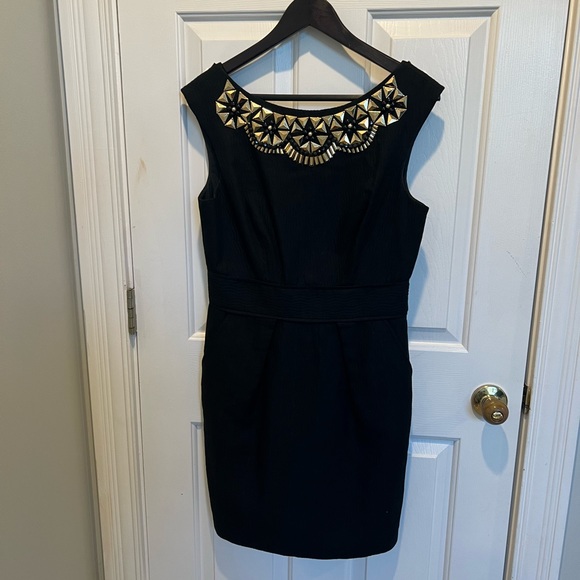 Milly | Dresses | Milly Black Sheath Dress With Embellished Gold Collar ...